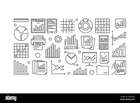 Business Data Analytics Vector Minimal Concept Illustration In Outline Style On White Background