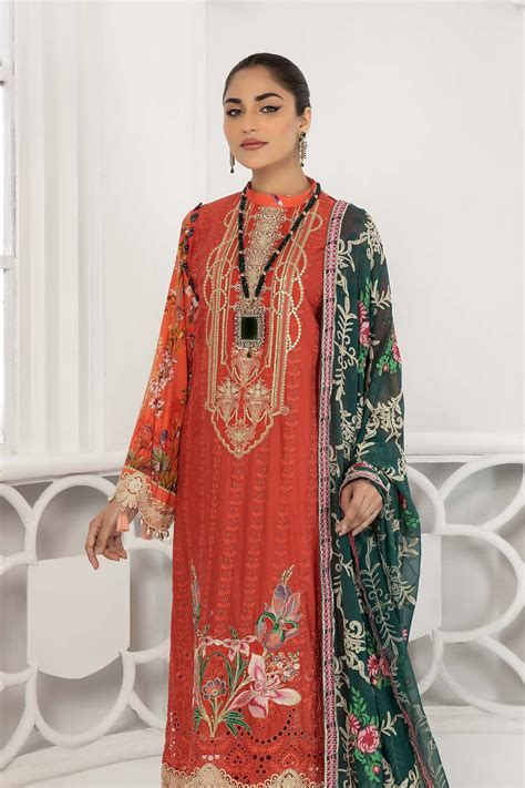 Adans Libas Festive Chikankari Lawn Collection 2022 Pale Carmine