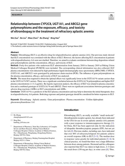 Relationship Between Cyp2c8 Ugt1a1 And Abcg2 Gene Polymorphisms And