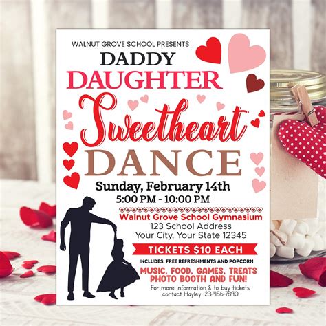 Customizable Daddy Daughter Valentines Day Sweetheart Dance Flyer