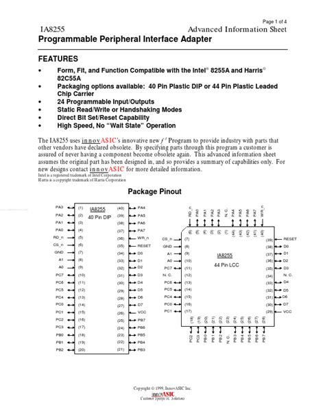 Ia8255 Datasheet Pdf Programmable Peripheral Interface Adapter