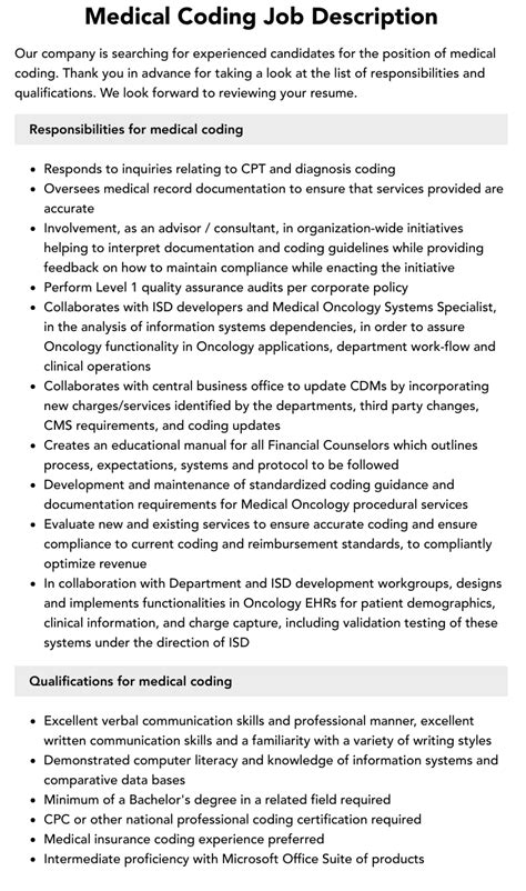 medical coding job description velvet jobs