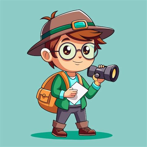 Premium Vector Cute Scout Exploring With Binoculars Vector Graphic