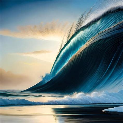 Premium Photo Fantastic Ocean Wave At Sunset