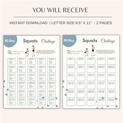 Squats Challenge Calendar Barlates Workout Calendars