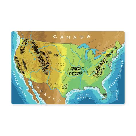 Map Of United States Landforms Of The Labels