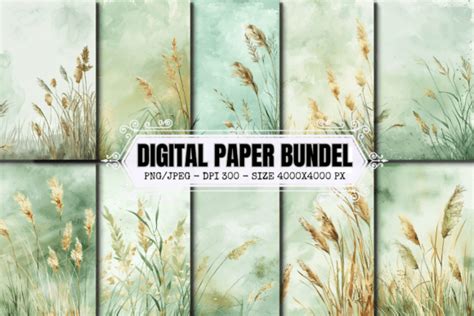 Watercolor Grass Digital Paper Graphic By Craftsmaker · Creative Fabrica