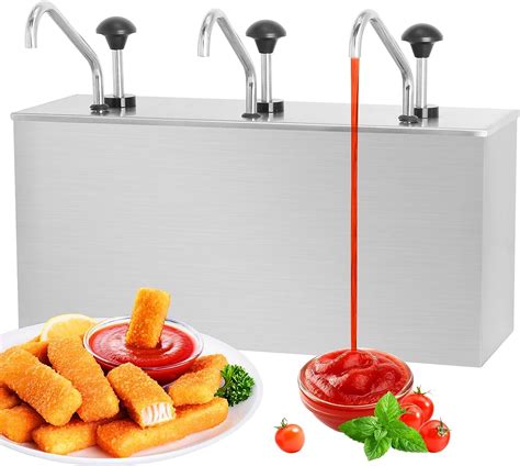 3 Bucket Condiment Pump Dispenser 2 8 Gallon Sauce Pump Dispenser