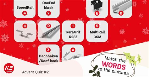 K2 Systems Gmbh On Linkedin 🎄 Test Your K2 Knowledge Five K2 Products Need Words To Match Them