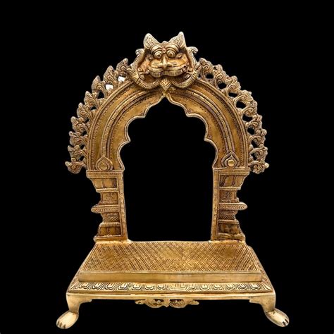 South Indian Arts Brass Pooja Chowki And Prabhavali Peetha Stand And