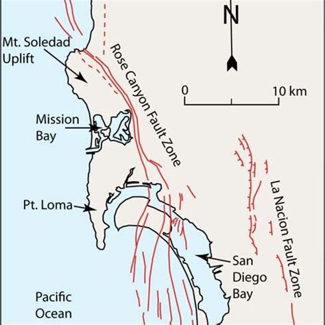 Generalized Map Of Major Faults In Southern California Across Which