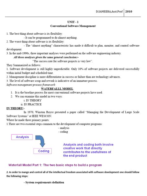 Unit 1 Conventional Software Management Pdf Software Development Process Software