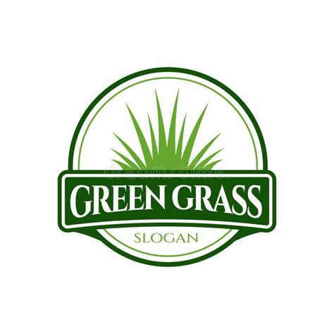 Green Grass Logo Design Emblem With Nature Theme Vector Illustration