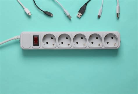Premium Photo Different Usb Cables And Electrical Extension Cord On A