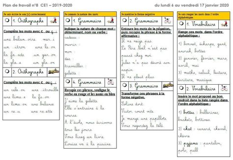 Plan De Travail N°8 Ce1 Janvier 2020 Par Zaubette Jenseignefr
