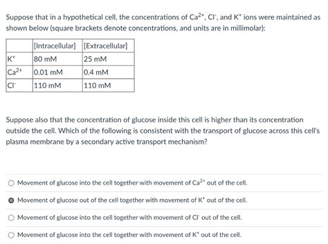 Solved Suppose That In A Hypothetical Cell The