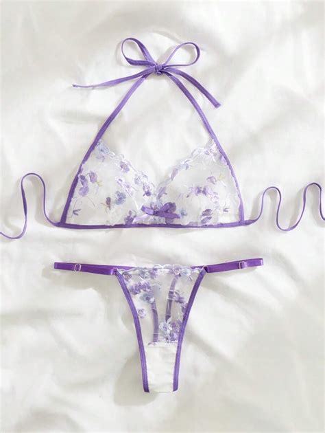 Set De Lencería Con Bordado Floral De Malla Moda De Mujer Shein México