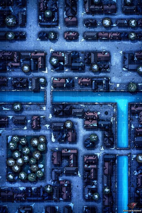 Snowy City Streets Dandd Map For Roll20 And Tabletop Dice Grimorium
