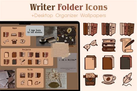 Writer Aesthetic Folder Icons Mac And Windows Brown Folder Icons