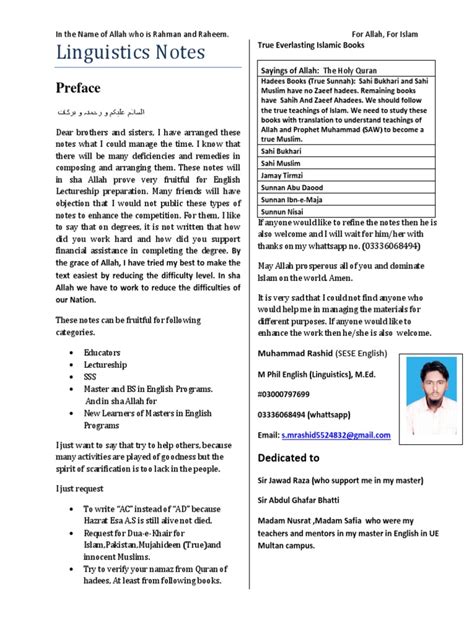 Linguistics Notes Pdf Phrase Verb