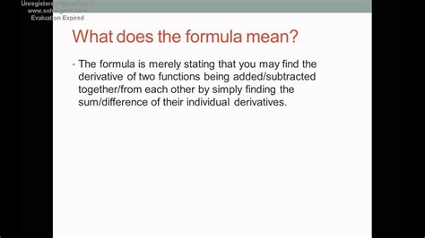 Sum Difference Rule Youtube