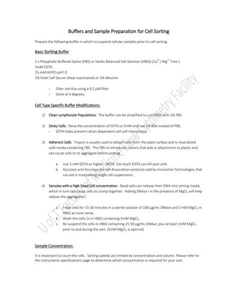 Pdf Buffers And Sample Preparation For Cell Sortingflowcytometry