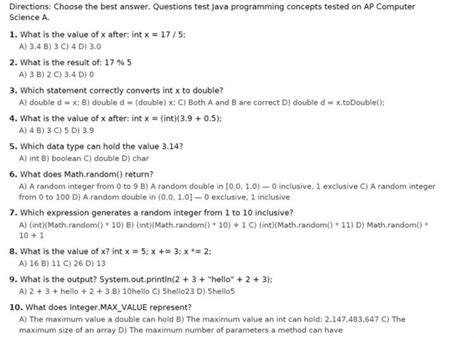 Ap Computer Science A Exam Study Guide Print And Digital 100 Questions