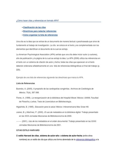 Cómo Hacer Citas Y Referencias En Formato Apa Pdf La Ciencia De La