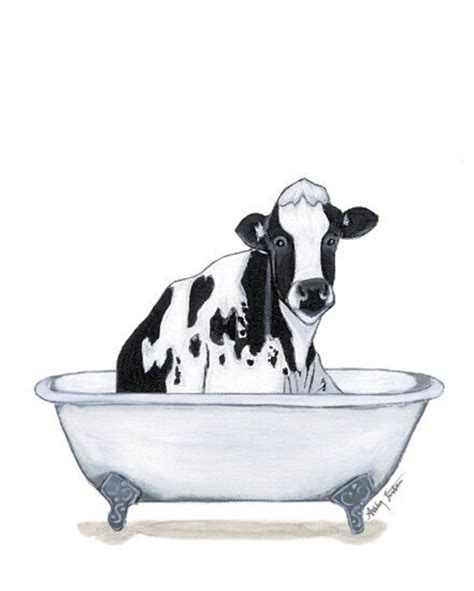 Farmhouse Bathroom Art Cow Bathroom Art Cow In Tub Etsy