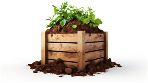 Cedar Compost Bin A Delightful Wooden Box Filled With Nature S Bounty Stock Illustration