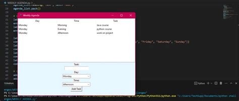 Asma Hilal Al Jabri On Linkedin Python Tkinter Gui Weeklyagenda Productivitytools