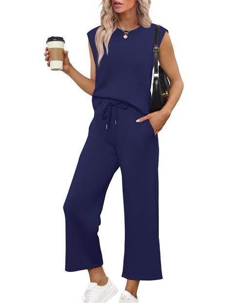 Sampeel Womens 2 Piece Set Casual Cozy Wide Leg Pants Sets Matching