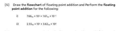 Solved [5] Draw The Flowchart Of Floating Point Addition And