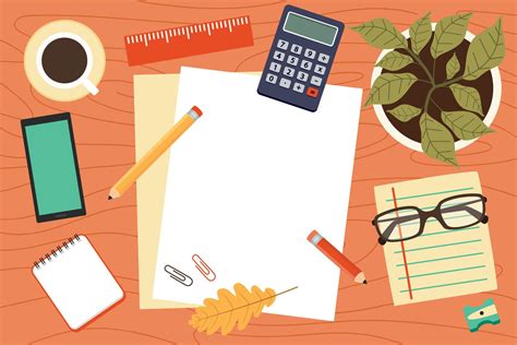 Top View Of A Desk 13539624 Vector Art At Vecteezy