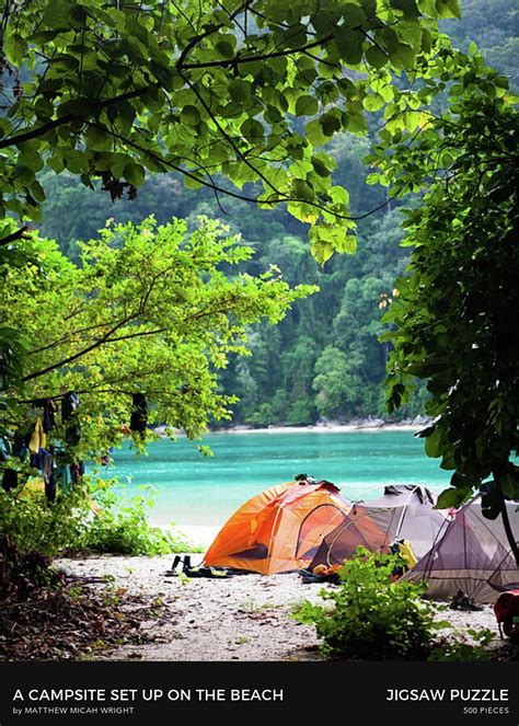 A Campsite Set Up On The Beach Jigsaw Puzzle By Matthew Micah Wright