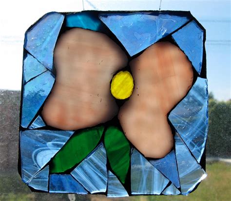 Suncatcher Pink Flower Stained Glass Mosaic Etsy