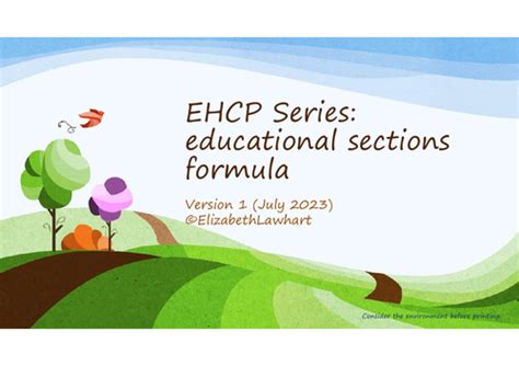 Ehcp Educational Sections Formula Teaching Resources