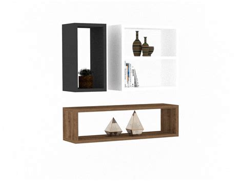 Raft De Perete Puqa Design Ece 70x20x196 Cm Pal Alb Antracit Nuc Mezoniro