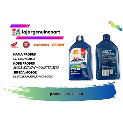 Jual Oli Shell Advance 10w 40 Ax7 Matic Synthetic Based 1liter Nmax Aerox Lexi Shopee Indonesia