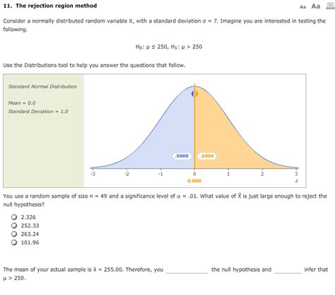 Solved 11 The Rejection Region Method Aa Aa E Consider A