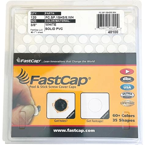 Fastcap Peel And Stick White Screw Cover Caps Pvc 9mm 3 8 X 120 Go