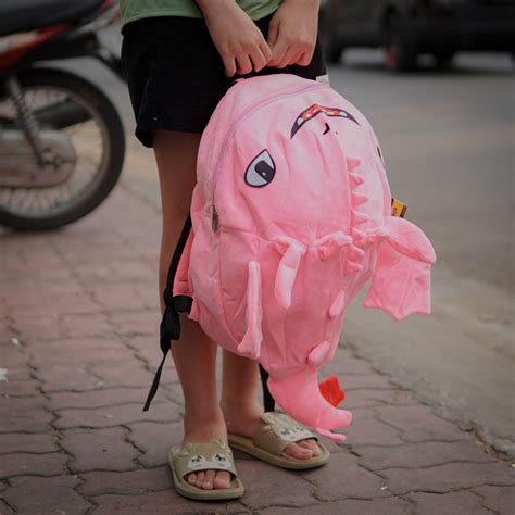 Velvet Backpack With Toothless Dragon Shape Super Cute For Backpacking