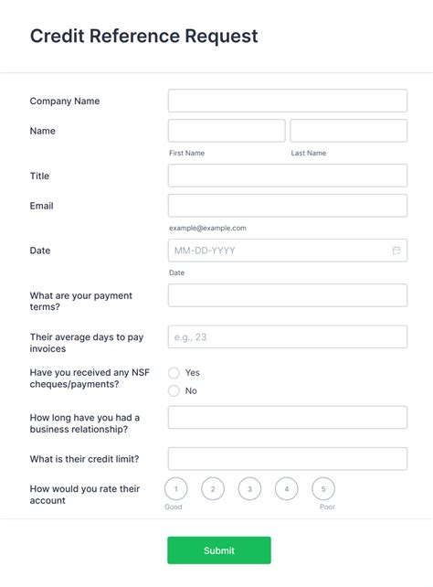 Credit Reference Request Form Template Jotform