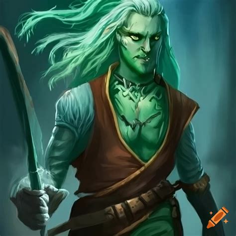 Grizzled Male Sea Elf Captain With Green Hair In Fantasy Dnd Art On Craiyon