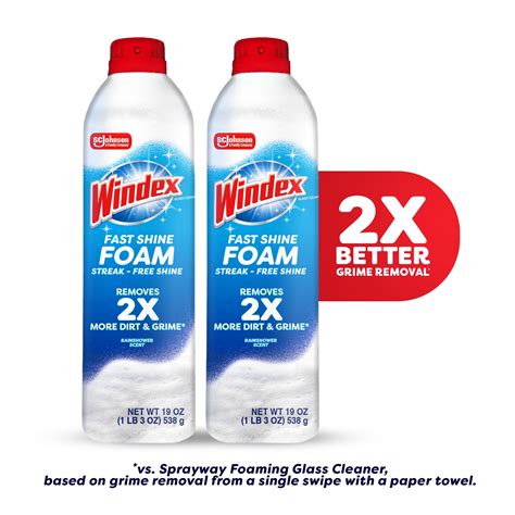 Windex Fast Shine Foam Glass Cleaner 2x19 Oz Aerosol Cleaning Spray
