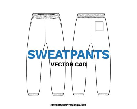 Unisex Sweatpants • Cad Flat Sketch • Fashion Design Template • Digital