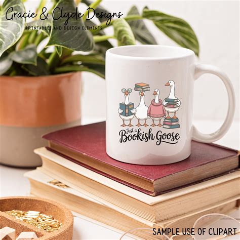 Just A Bookish Goose Png Funny Goose Book Lover Clipart Reading