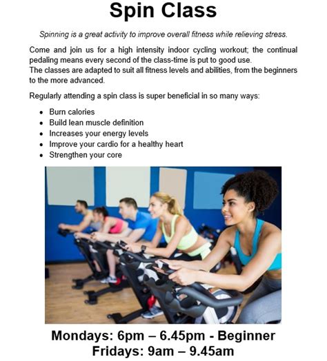 Spin Class Poster Mallaig Pool And Leisure