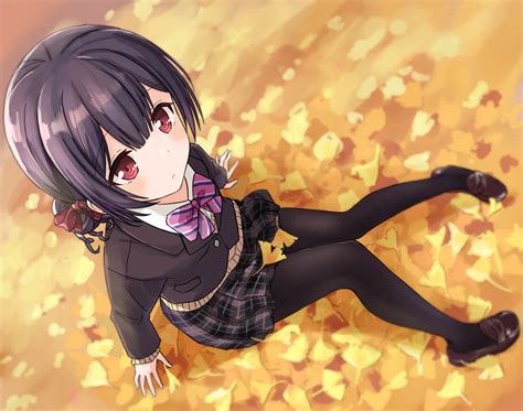Autumn Black Hair Blush Eluthel Idolmaster Idolmaster Shiny Colors