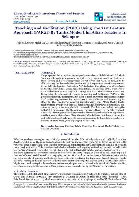 Pdf Teaching And Facilitation Pdpc Using The 21st Century Approach Pak21 By Tahfiz Model